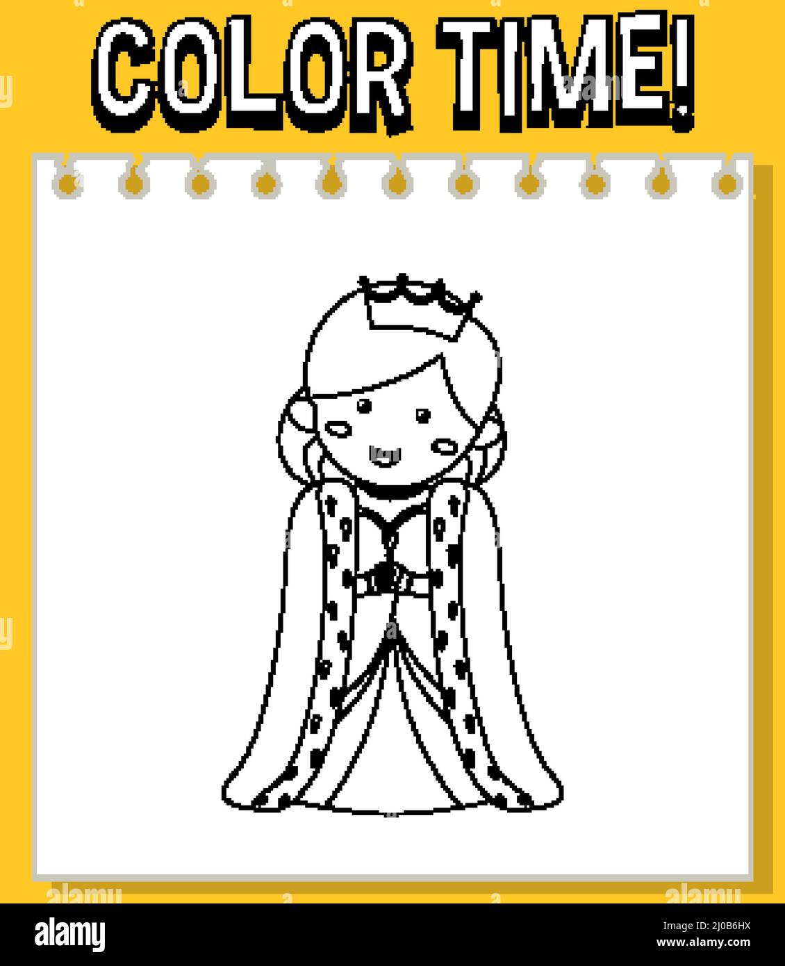 Worksheets template with color time! text and Queen's outline ...