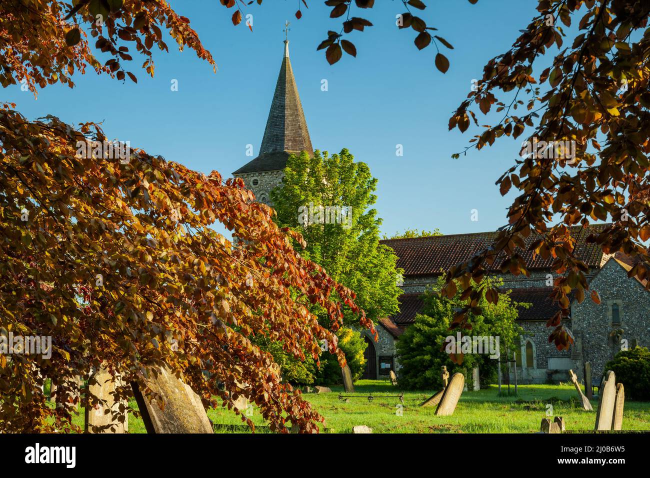 Spring morning at St Michael's and All Angels church in Southwick, West ...