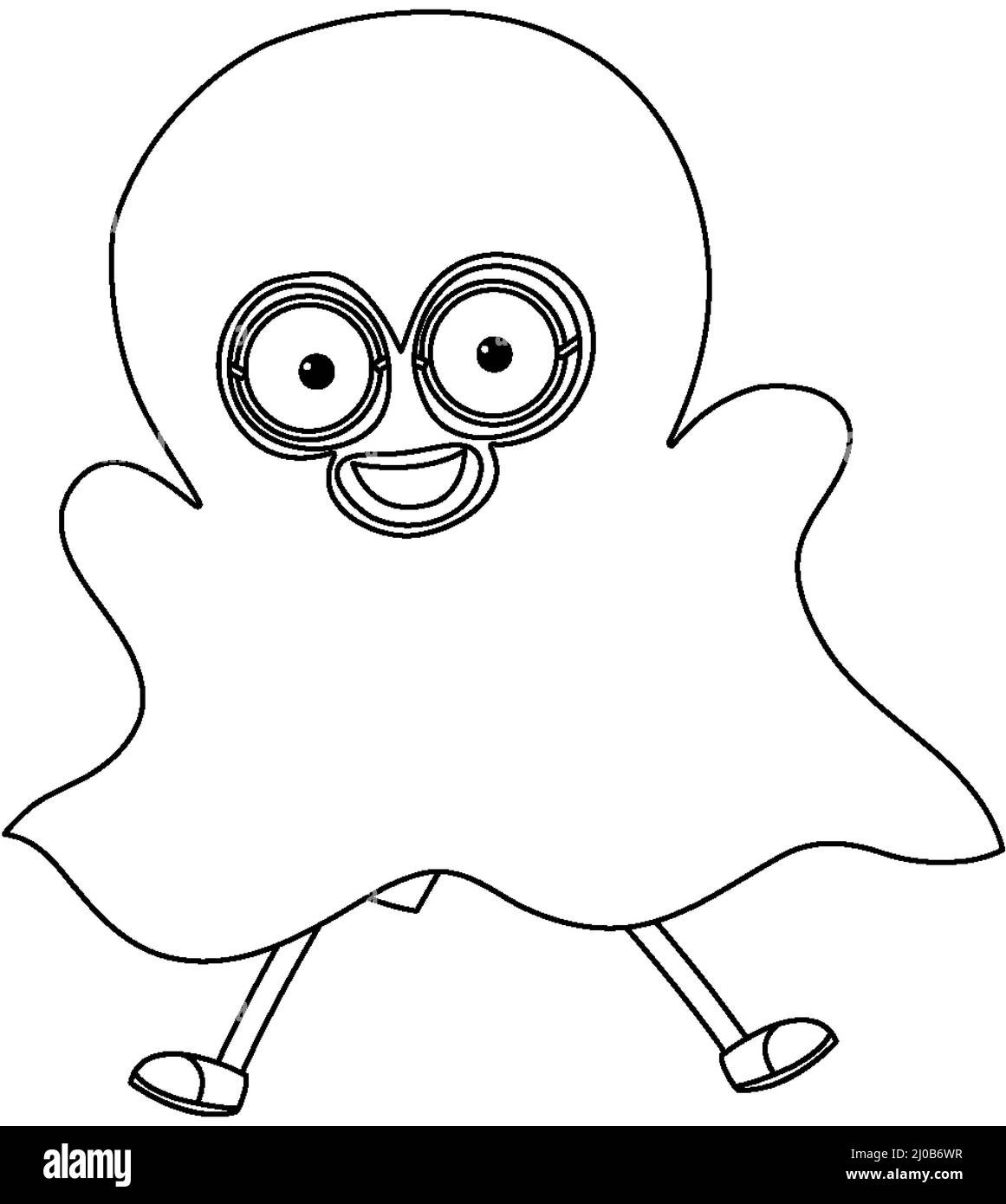 Ghost black and white doodle character illustration Stock Vector Image ...