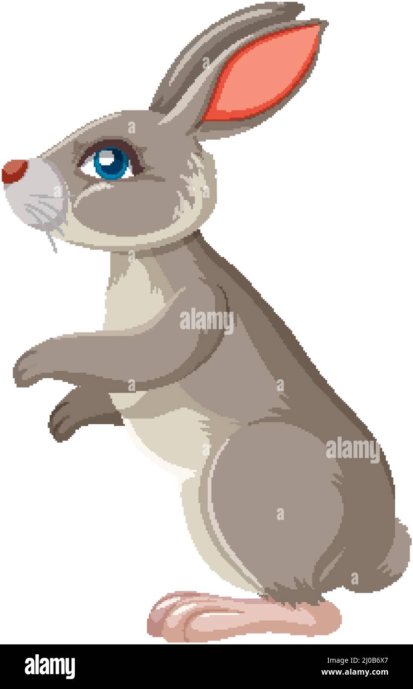 Gray bunny standing sideway illustration Stock Vector Image & Art - Alamy