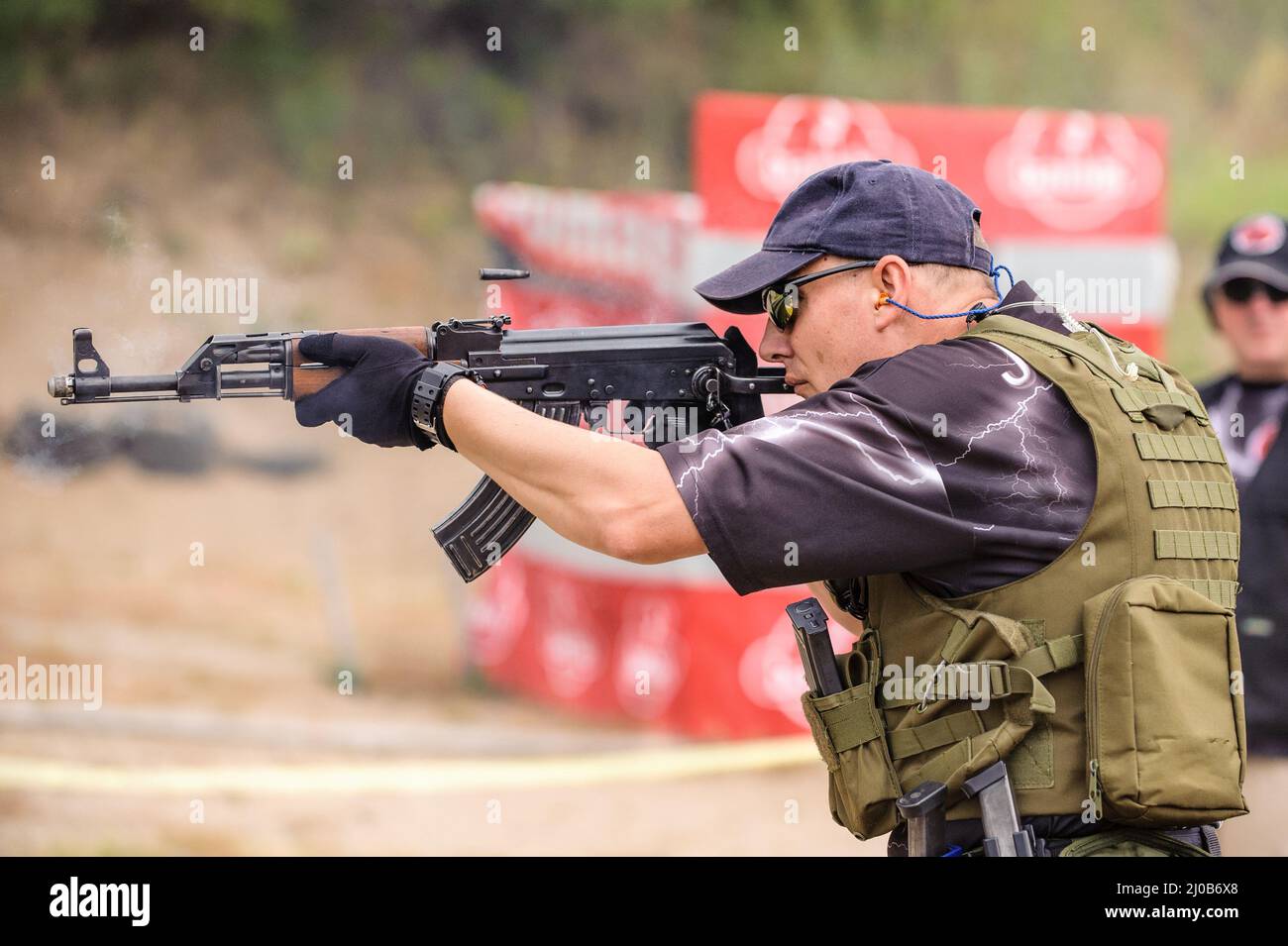 Submachine Gun. Shooting and Weapons Training. Outdoor Shooting Range ...