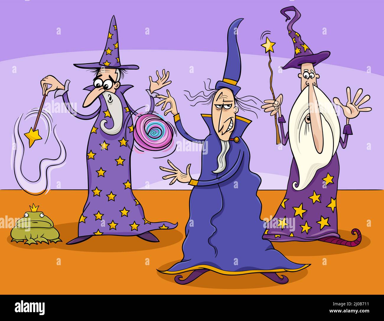 Cartoon illustration of three wizards fantasy characters Stock Vector ...