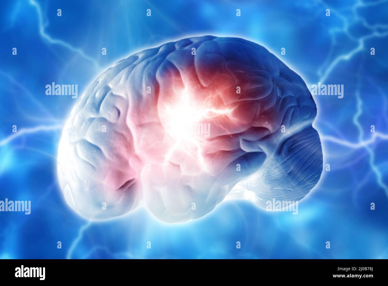 human brain and electric waves, concept for neuroscience and brain ...