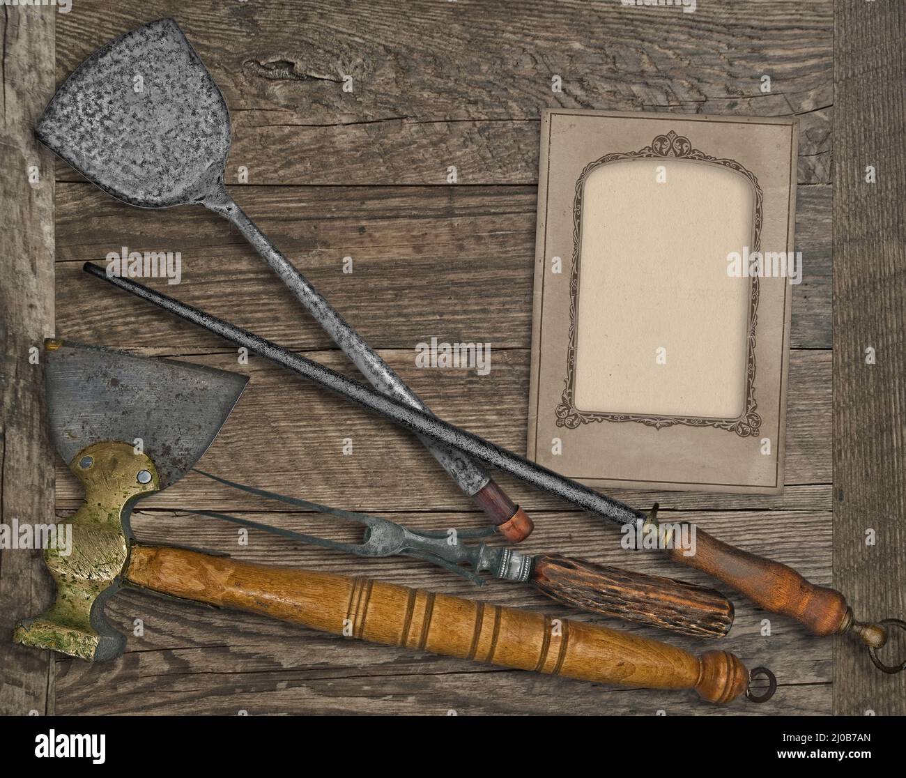 Vintage menu card and utensils Stock Photo - Alamy