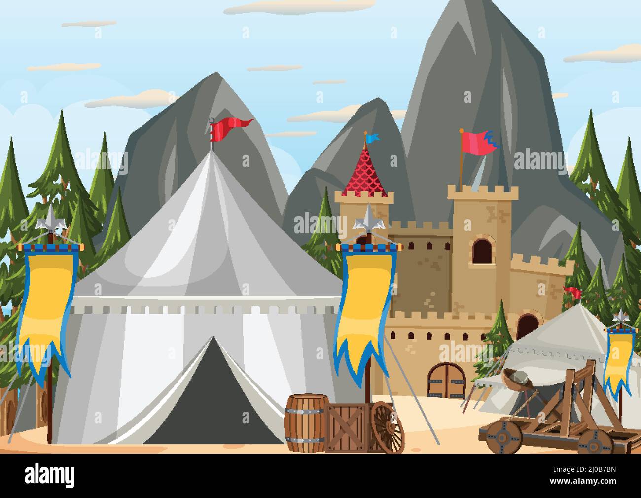 Medieval army camp scene illustration Stock Vector Image & Art - Alamy