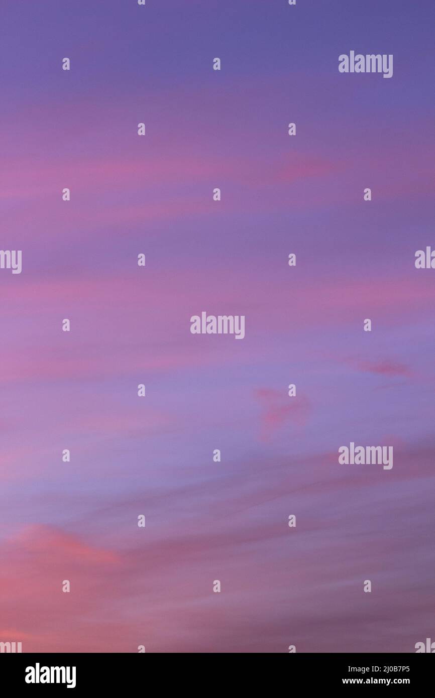 Sky with clouds in blue and pink sunset evening colors Stock Photo - Alamy