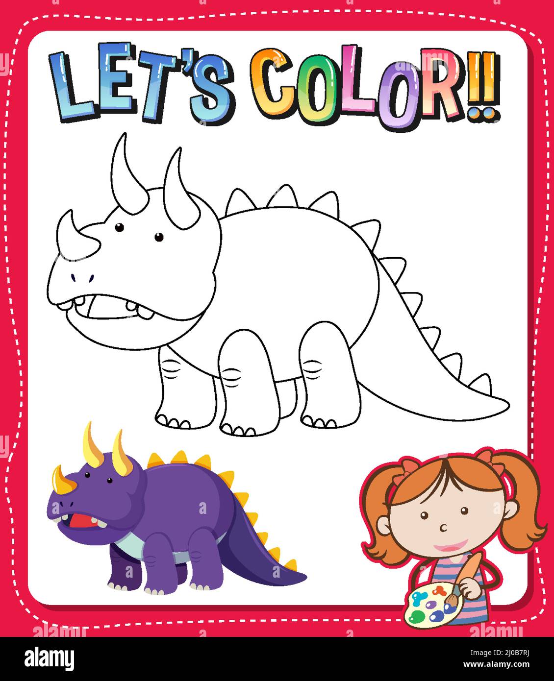 Worksheets template with Lets color text illustration Stock Vector ...