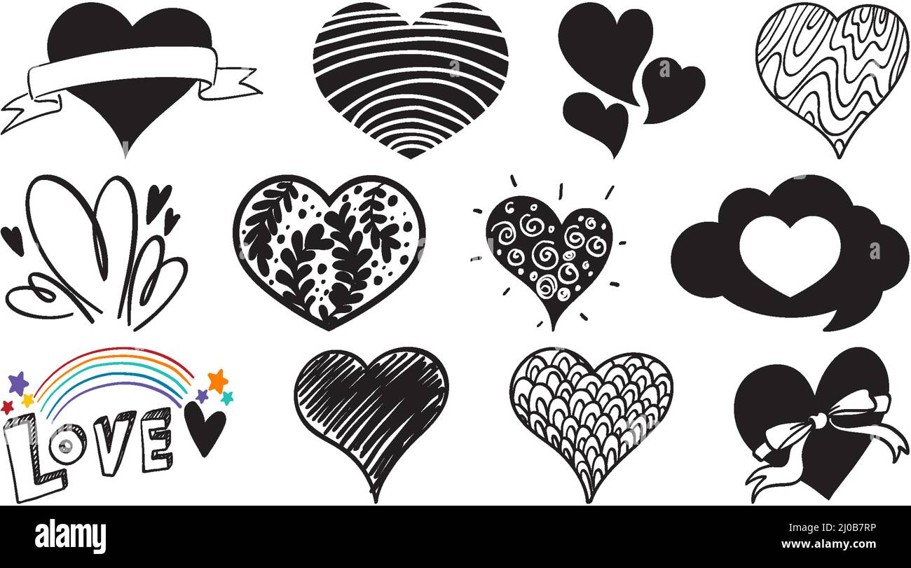 Set black hearts signs Cut Out Stock Images & Pictures - Alamy
