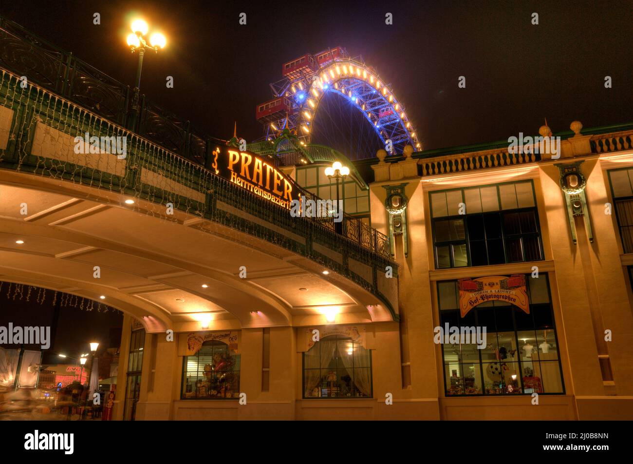Entrance Prater at night Stock Photo - Alamy