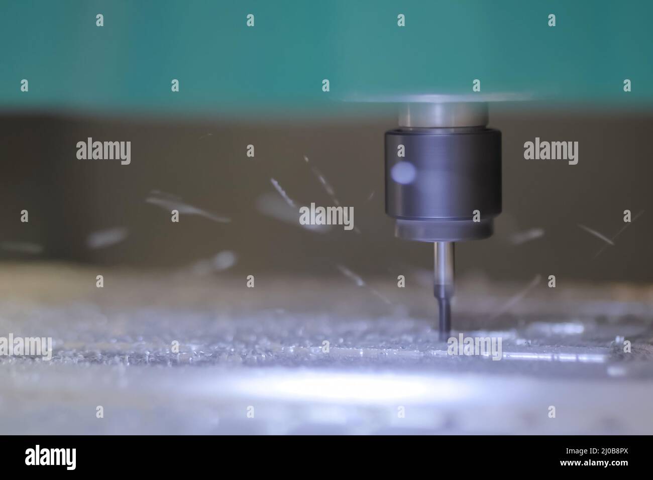 Automated cnc turning milling machine cutting metal workpiece with ...