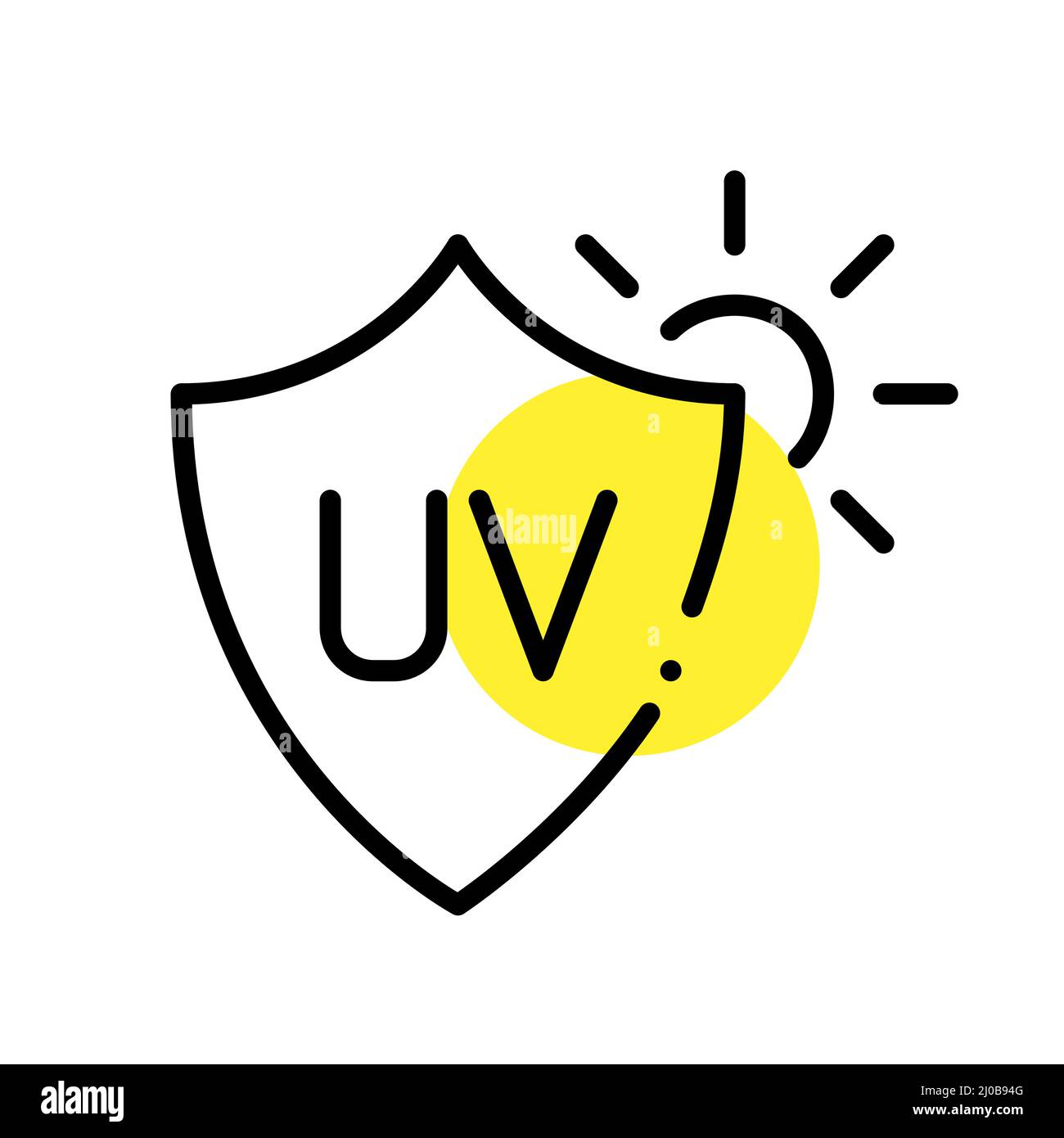UV protection icon. Sun and shield. Pixel perfect, editable stroke ...