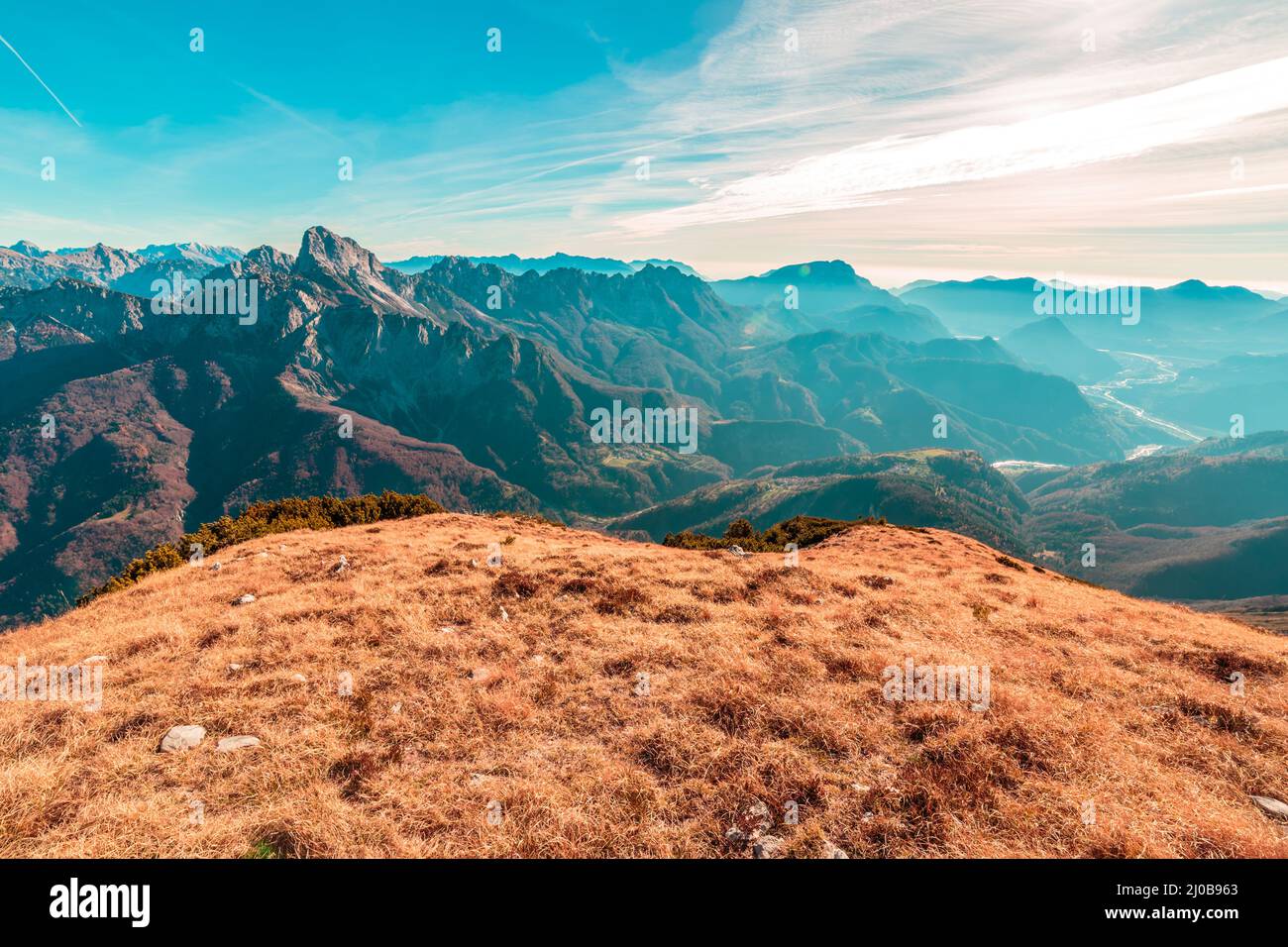Sunny day in the carnic alps during a colorful autumn Stock Photo - Alamy