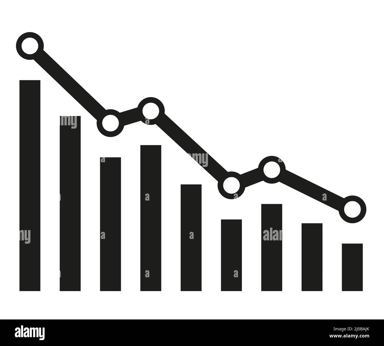 Graph with decrease report. Diagram with recession and bankruptcy progress. Business and finance ...