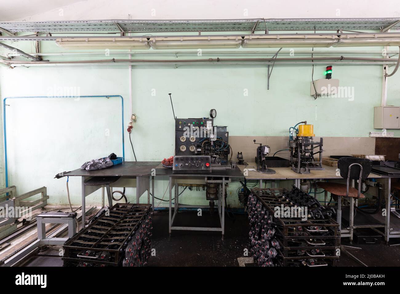 Assembly production. Engine factory. Plant concept and interior ...