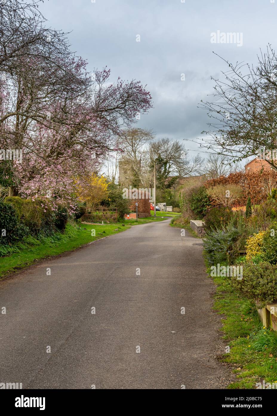 Street views in Flyford Flavell village in Worcestershire, England ...