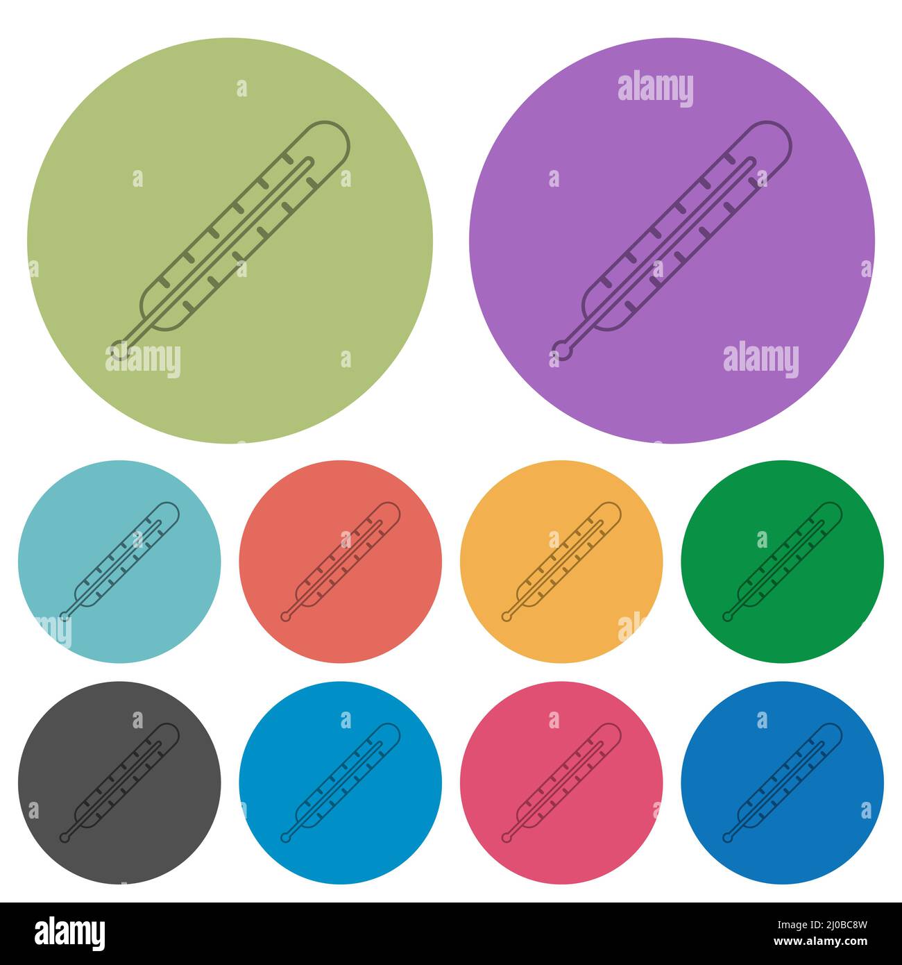 Digital thermometer outline darker flat icons on color round background ...