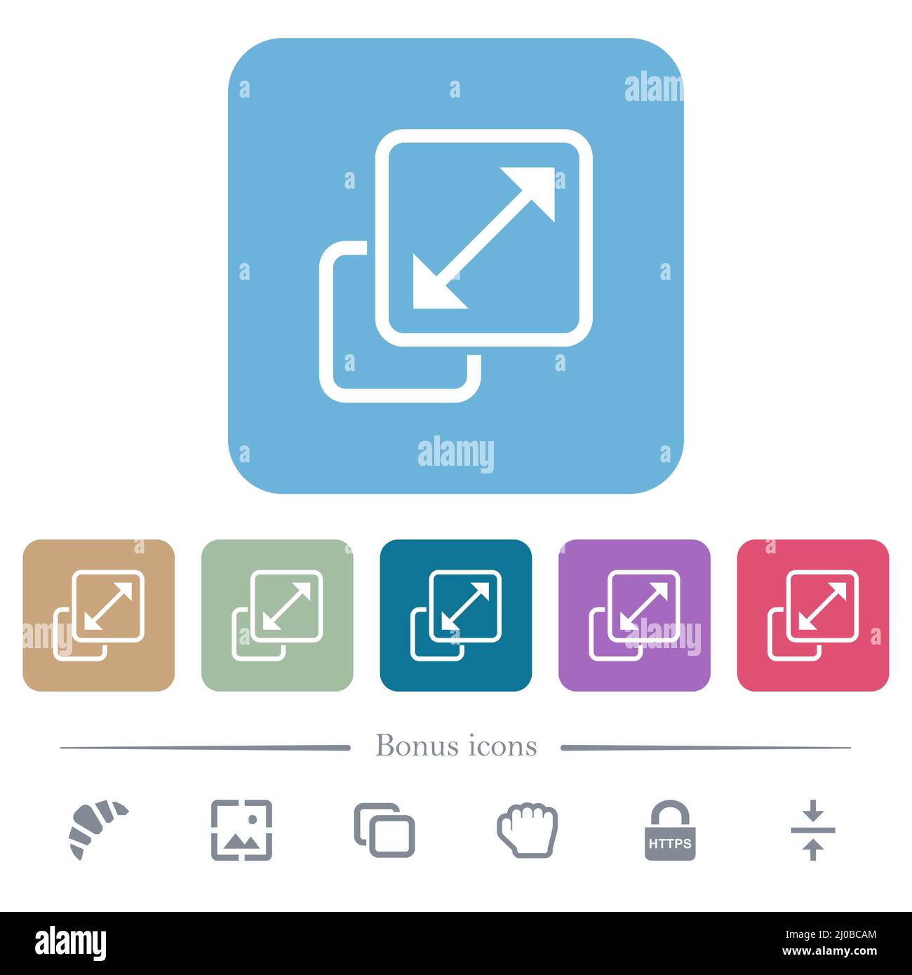 Resize element outline white flat icons on color rounded square ...