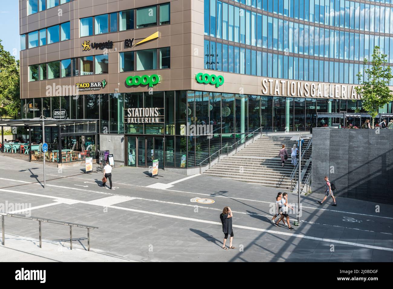 Uppsala, Uppland, Sweden - 07 27 2019- Facade and square around the ...