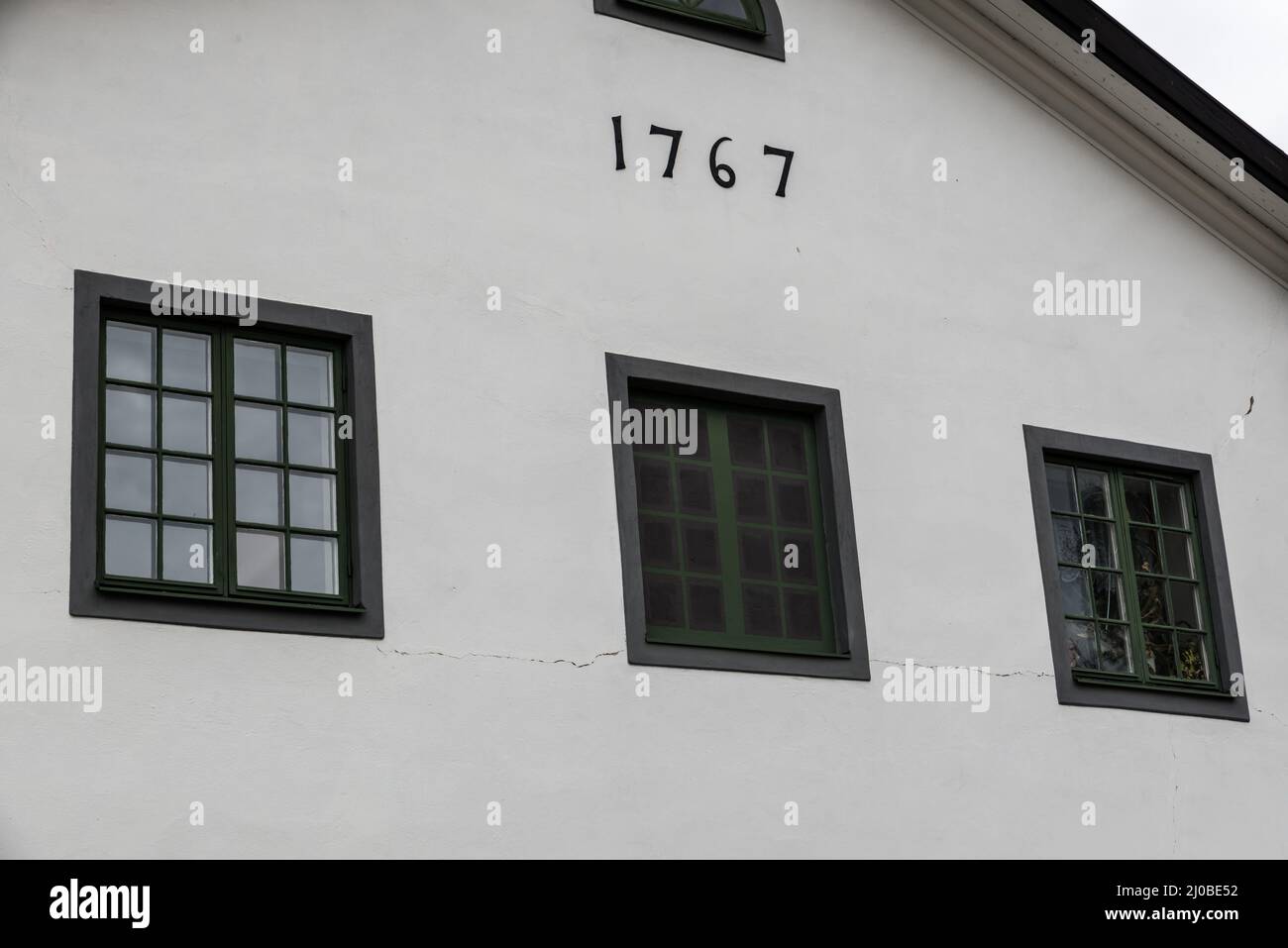 Forsmark, Osthammar Sweden - 07 31 2019- facade and wooden windows of a ...