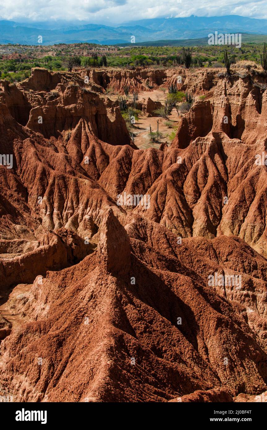 Huge big sand stone rock in the middle of drought Tatacoa desert, Huila ...
