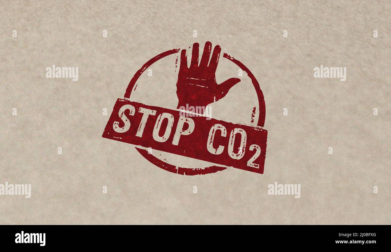 Stop CO2 and carbon neutral stamp icons in few color versions. Eco ...