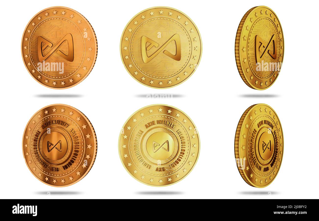 Axie AXS infinity, game cryptocurrency symbol isolated gold coin on ...