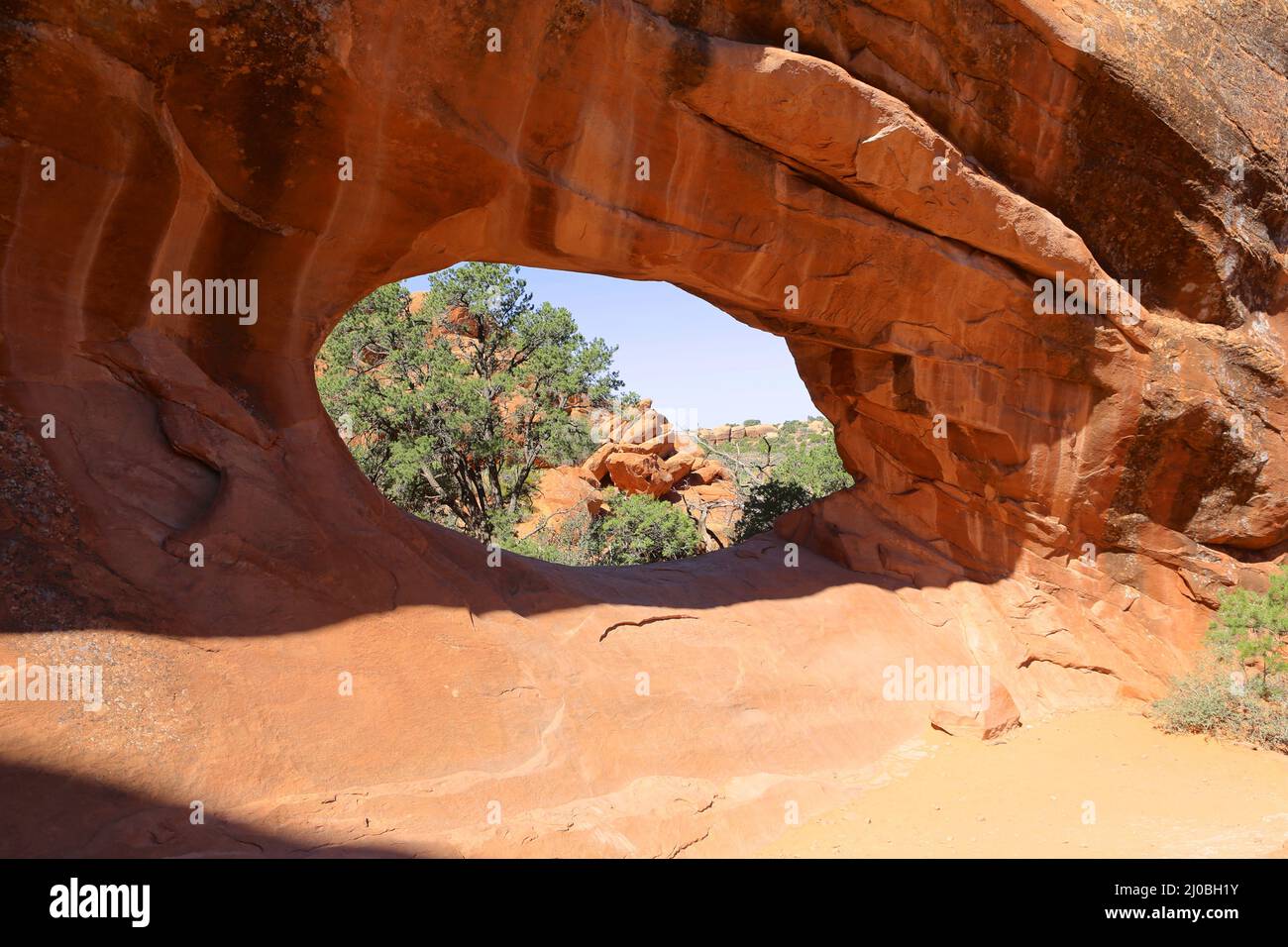 Detail of the double O arch at arches national park USA Stock Photo - Alamy