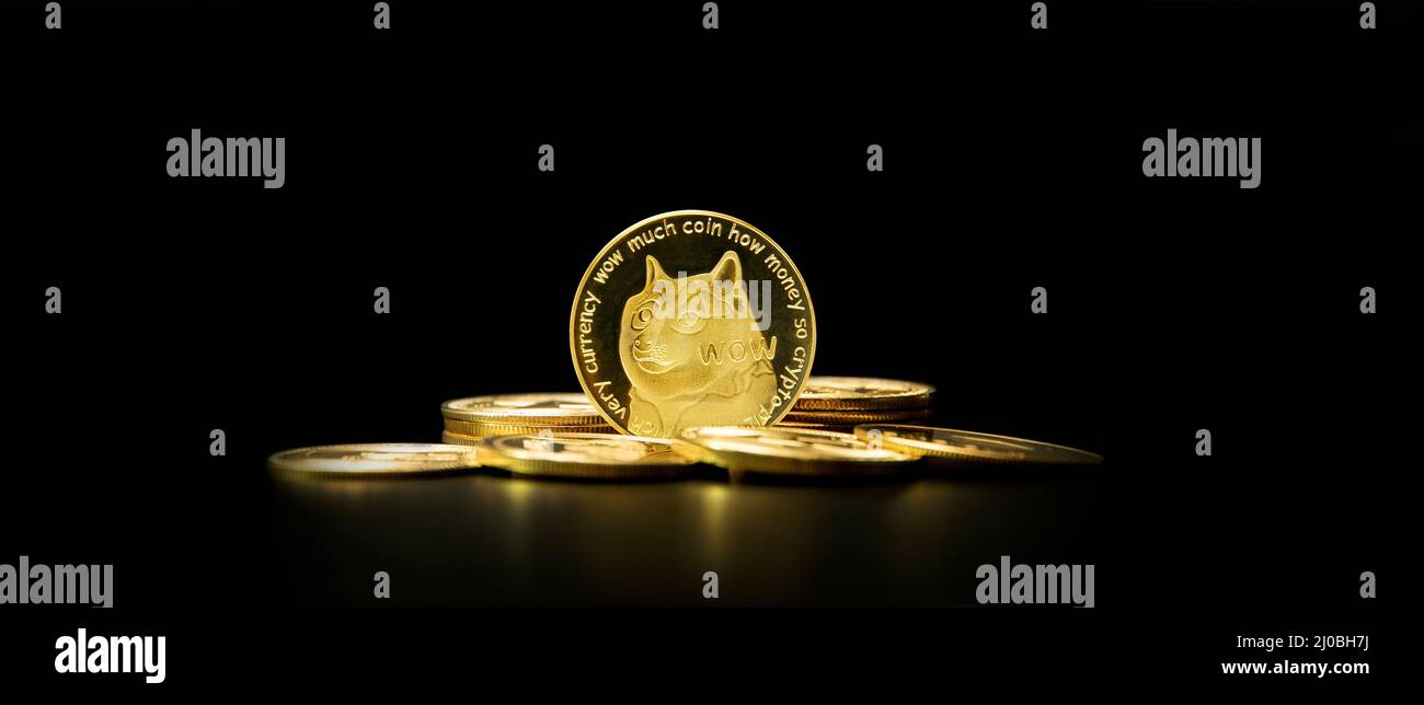 Dogecoin DOGE cryptocurrency isolated on white background, Face of the ...