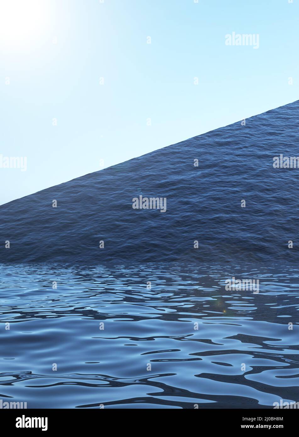 two water surfaces at different angles. 3d rendering Stock Photo - Alamy