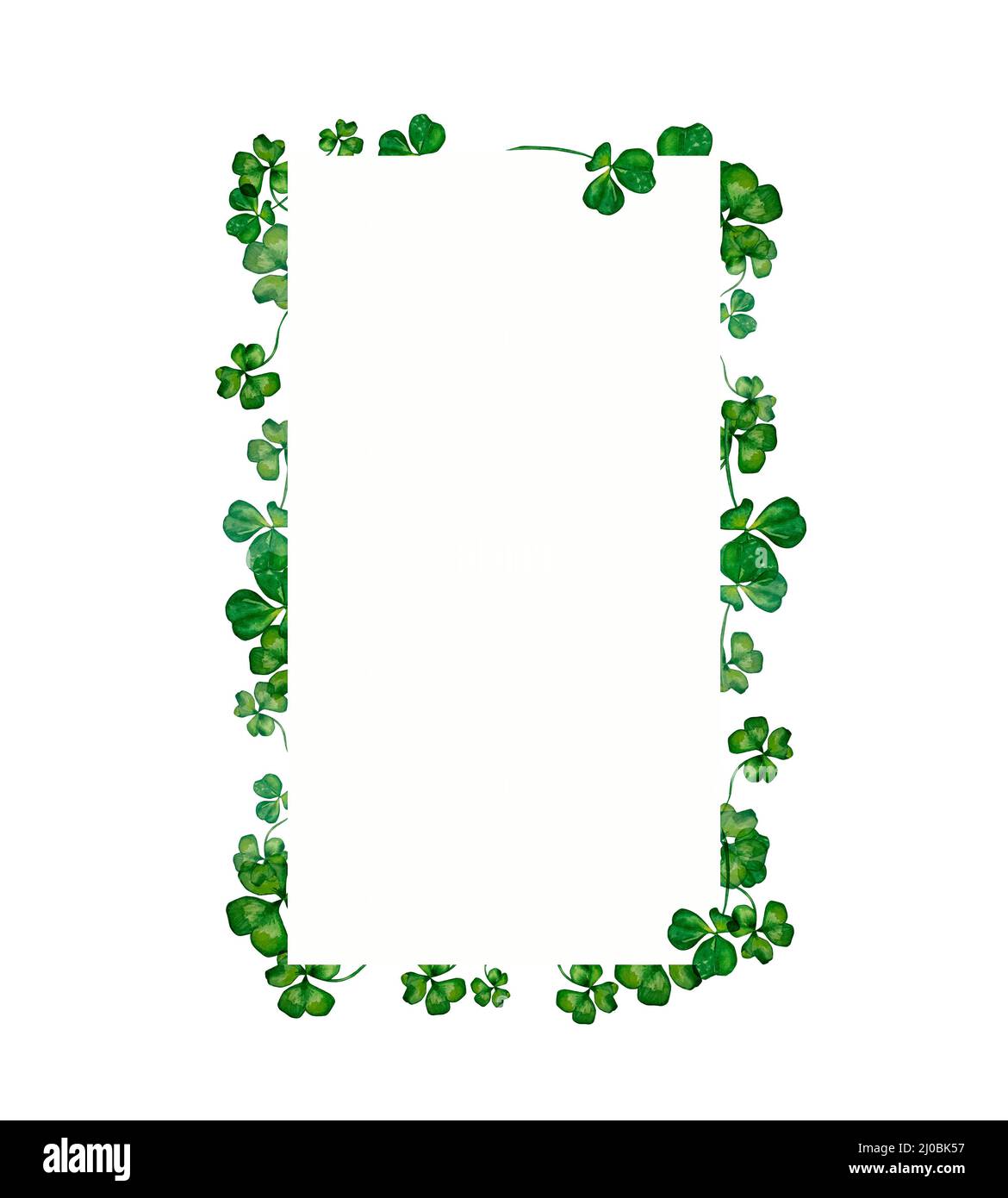 Shamrock and clover square frame watercolor on white background. Hand ...