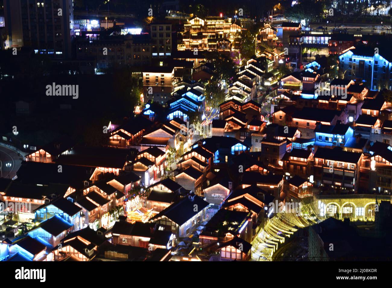 Chongqing, 18th Mar, 2022. On March 17, 2022, a night view of Shibati ...