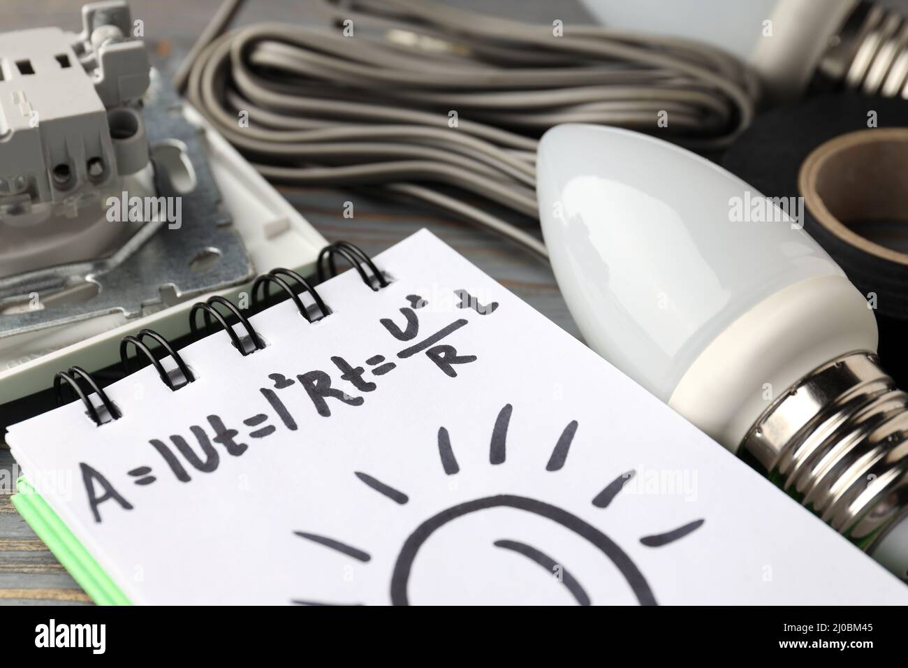 Concept of electrician or electrical tools, close up Stock Photo - Alamy