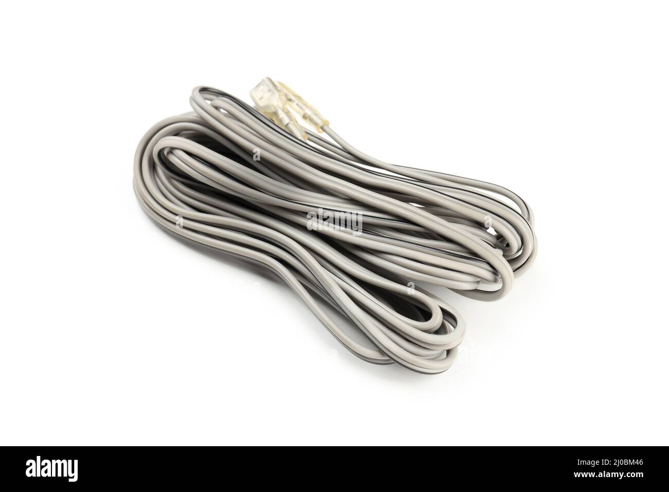 Long gray cable isolated on white background Stock Photo - Alamy