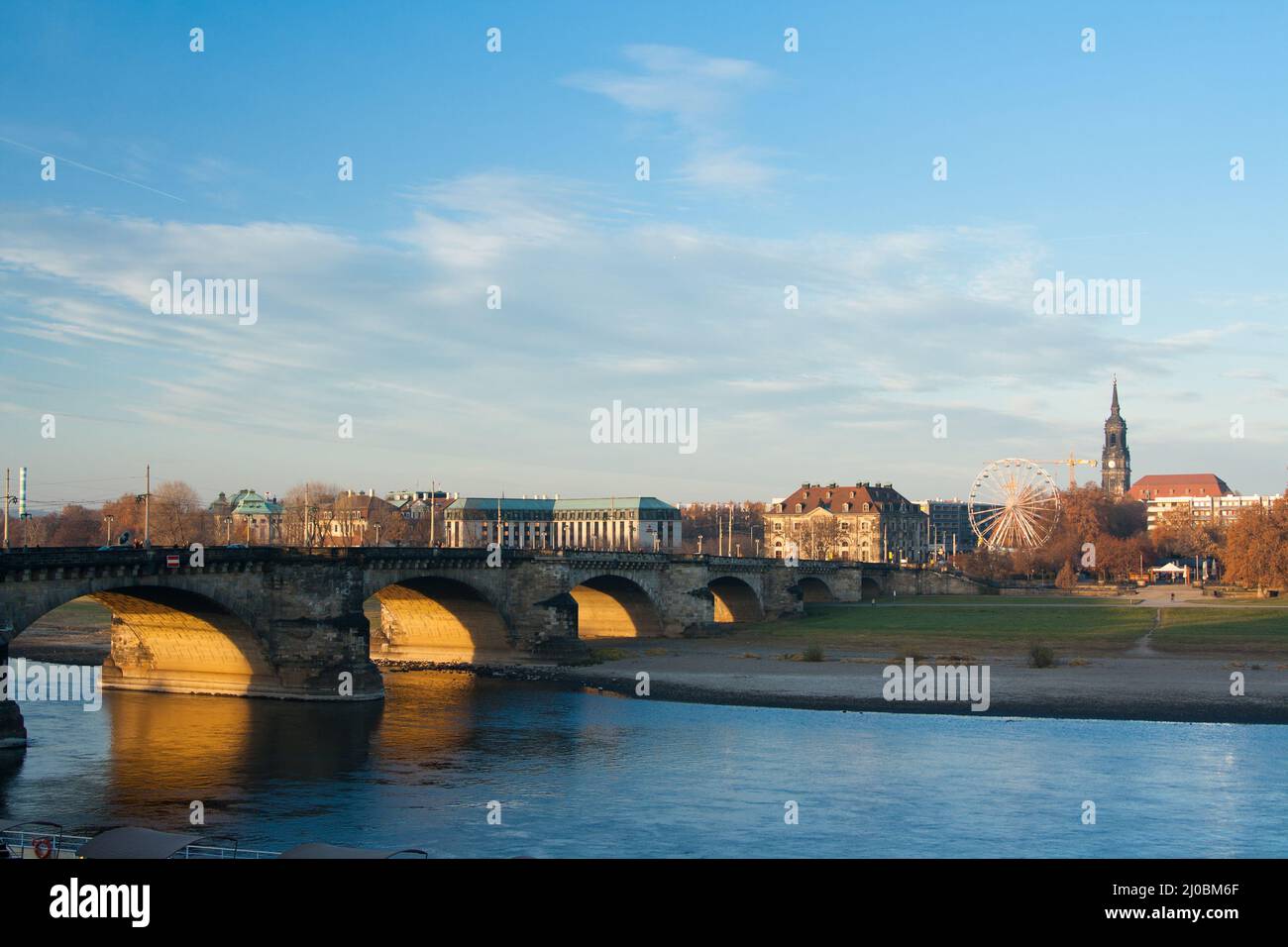 Bridge augustusbrucke over the river elbe hi-res stock photography and ...
