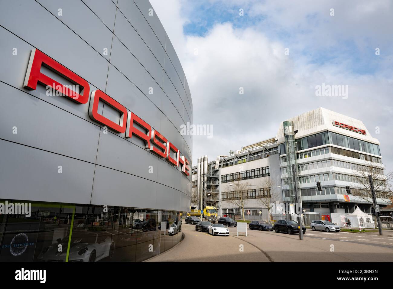 Stuttgart, Germany. 18th Mar, 2022. The Porsche logo is on the Porsche ...