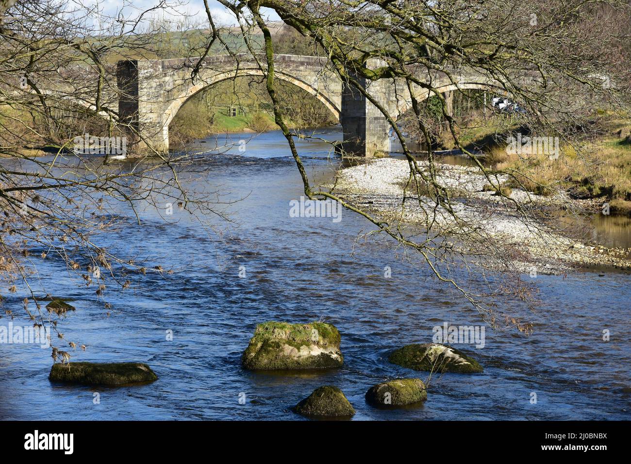Barden Bridge, in Spring, River Wharfe, Yorkshire Dales, North ...