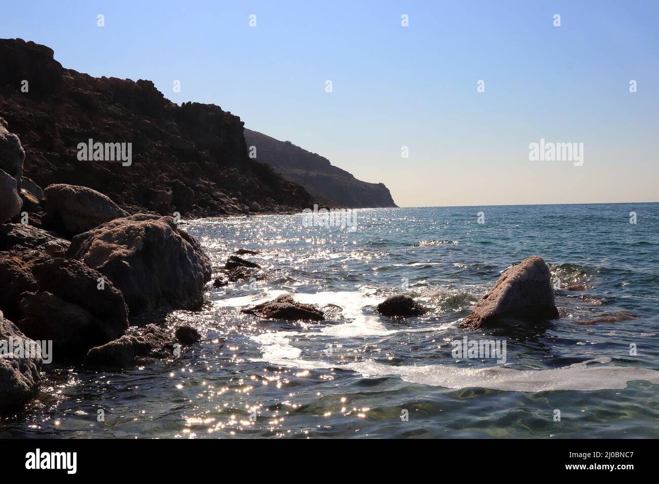 Dead Sea in Jordan (salts, white crystal) beautiful sea water and beach ...