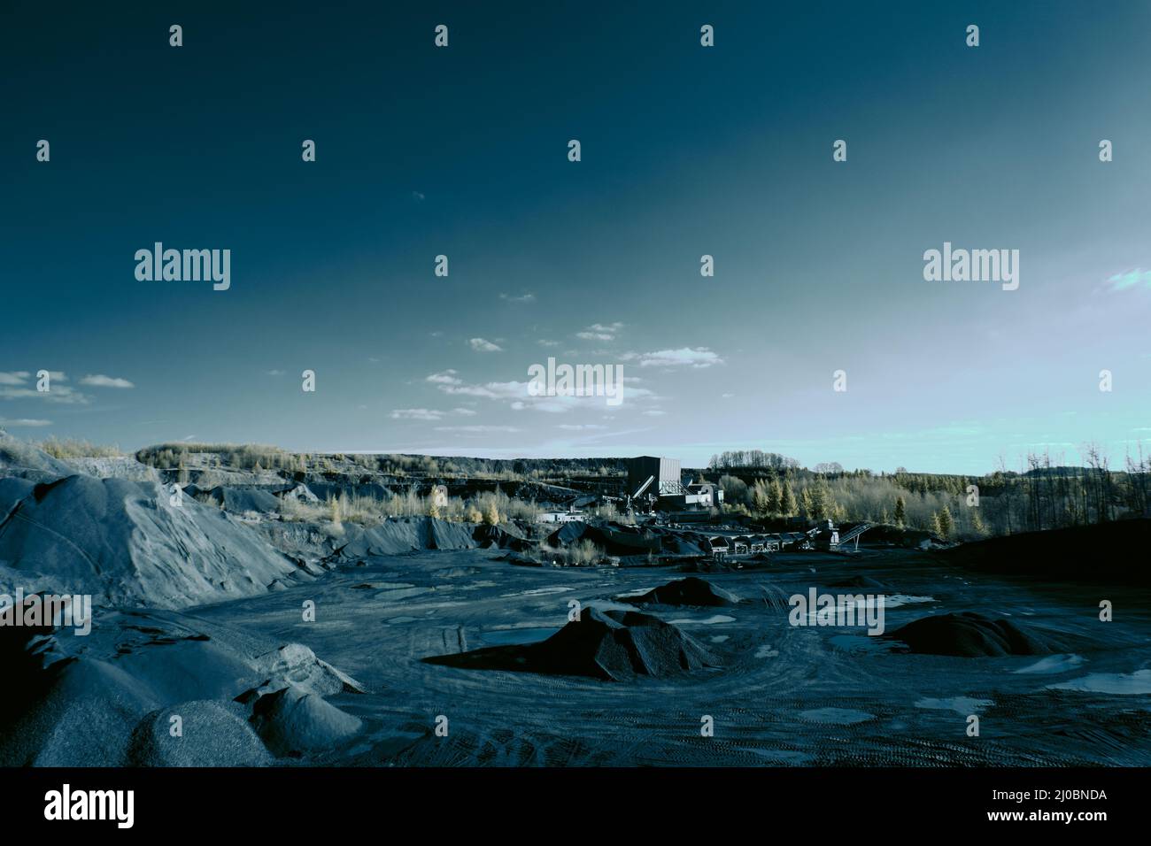 Infrared 720nm landscape with glowing white vegetation, surreal ...