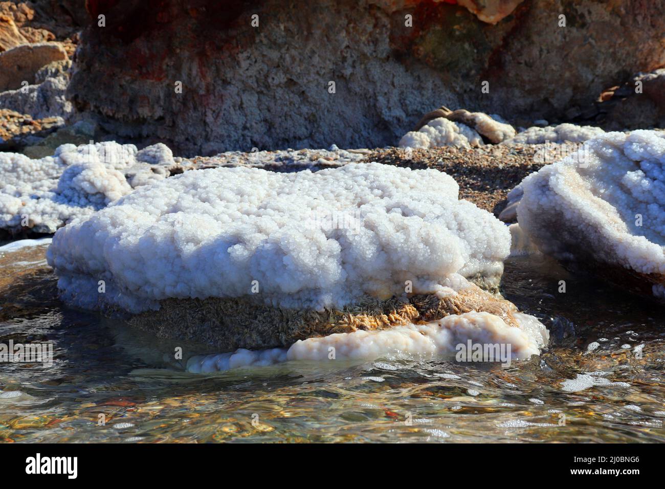 Dead Sea in Jordan (salts, white crystal) beautiful sea water and beach ...