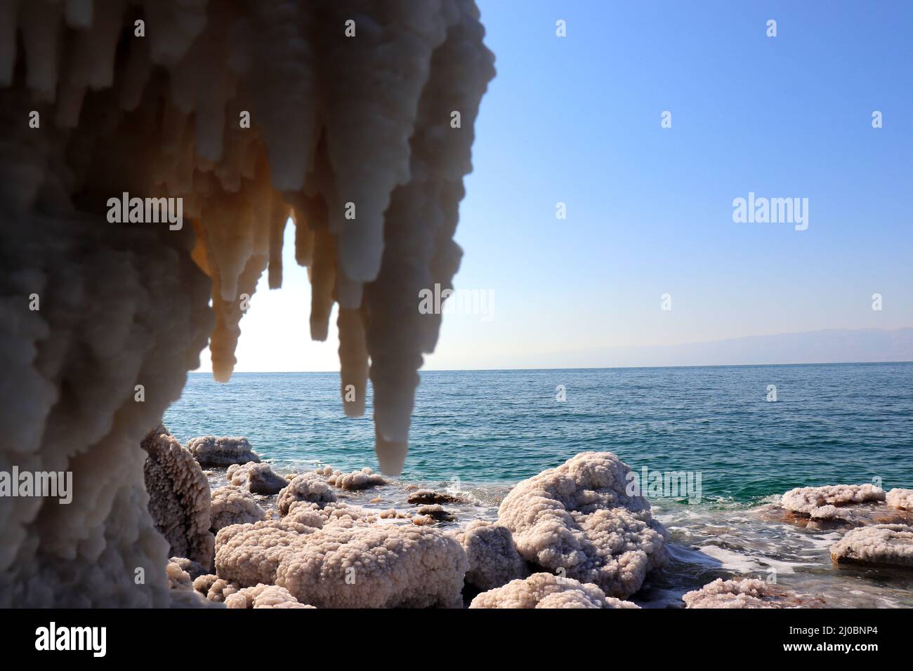 Dead Sea in Jordan (salts, white crystal) beautiful sea water and beach ...