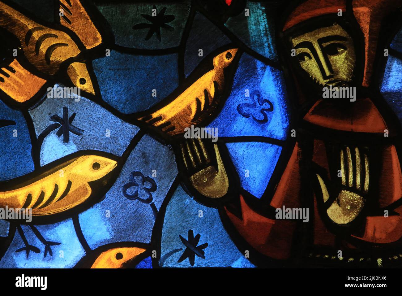 Brother Roger. Stained glass window. Church of Taizé. Bourgogne. Saône ...