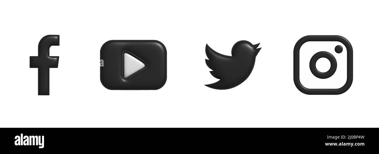 Social media 3d logo set. Popular social netwrok set. 3D vector Stock ...