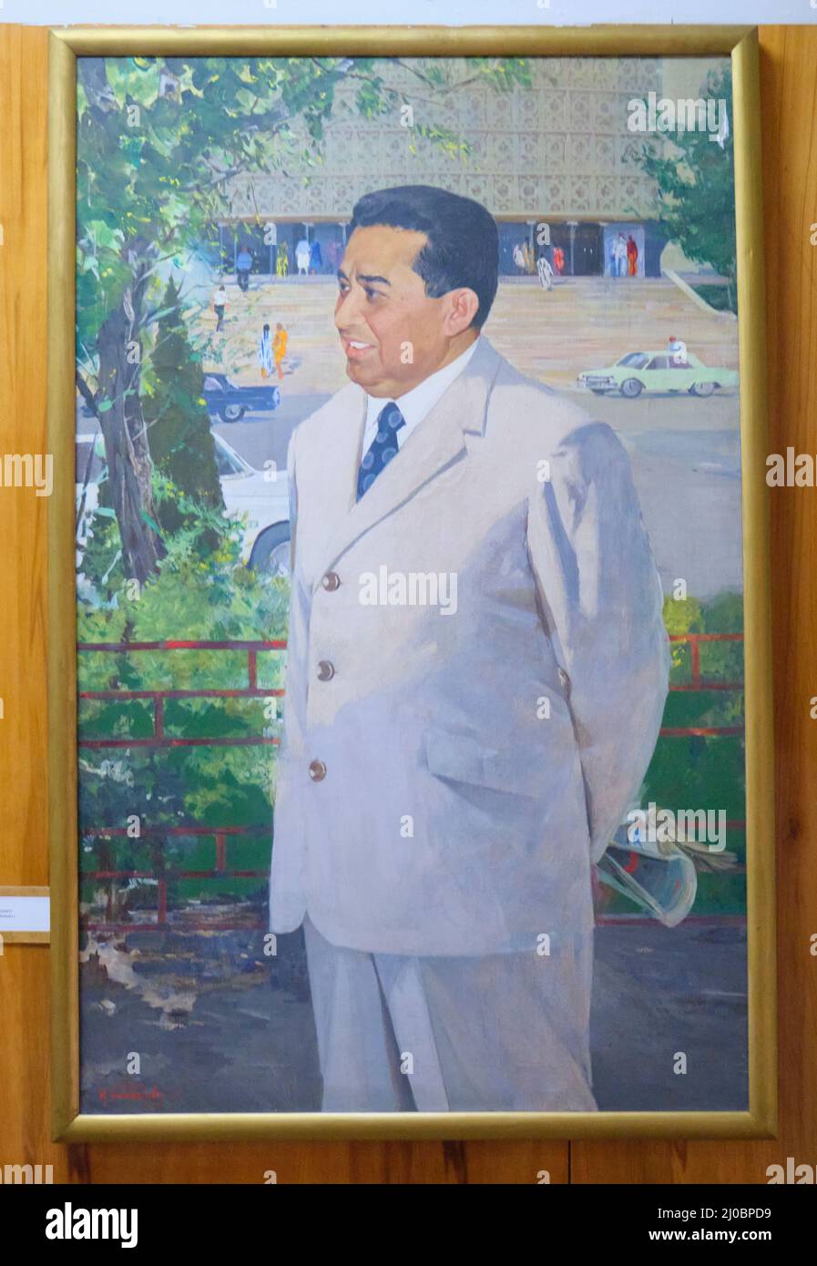 A portrait, picture of the famous Uzbek writer, Sarvar Azimov. Painting ...