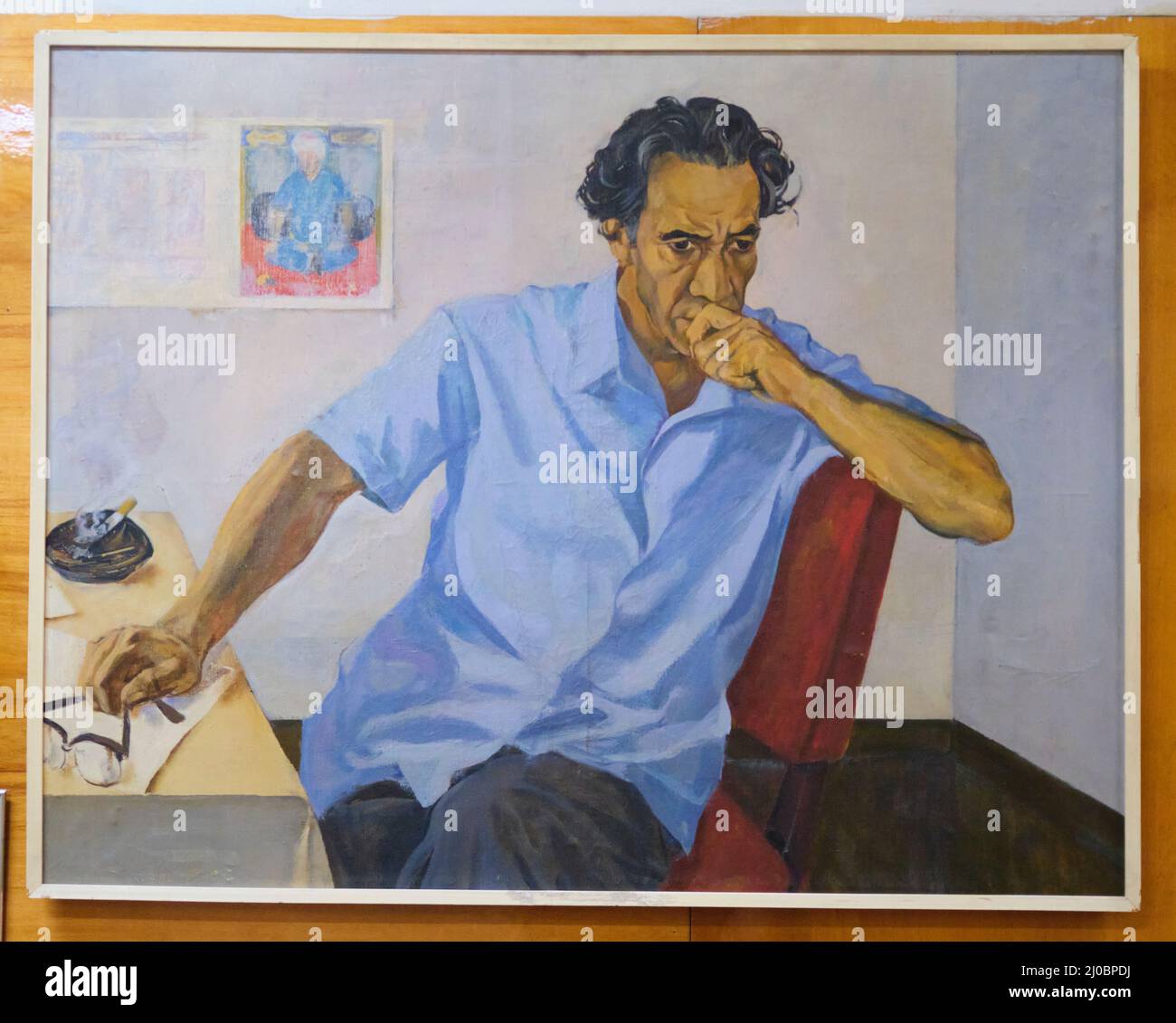 A portrait, picture of the famous Uzbek writer, Shukrullo Yusupov ...