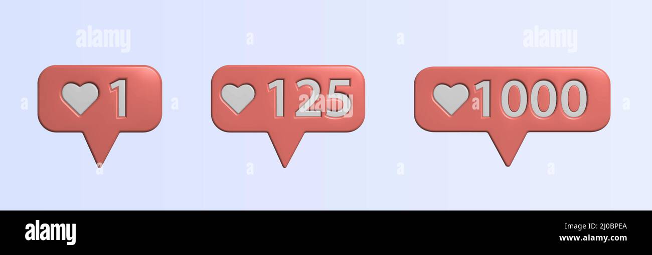 Like in social media counter. 3d vector. likes on chat button Stock ...