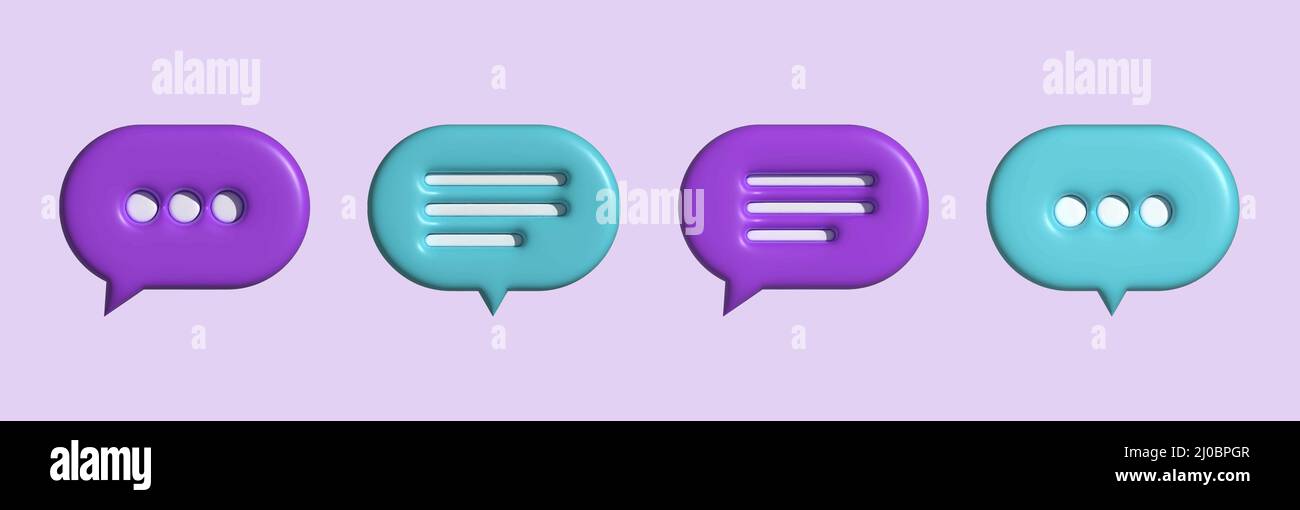 Text bubble 3d. Chat message bubble set. Texting bubble. 3d vector ...