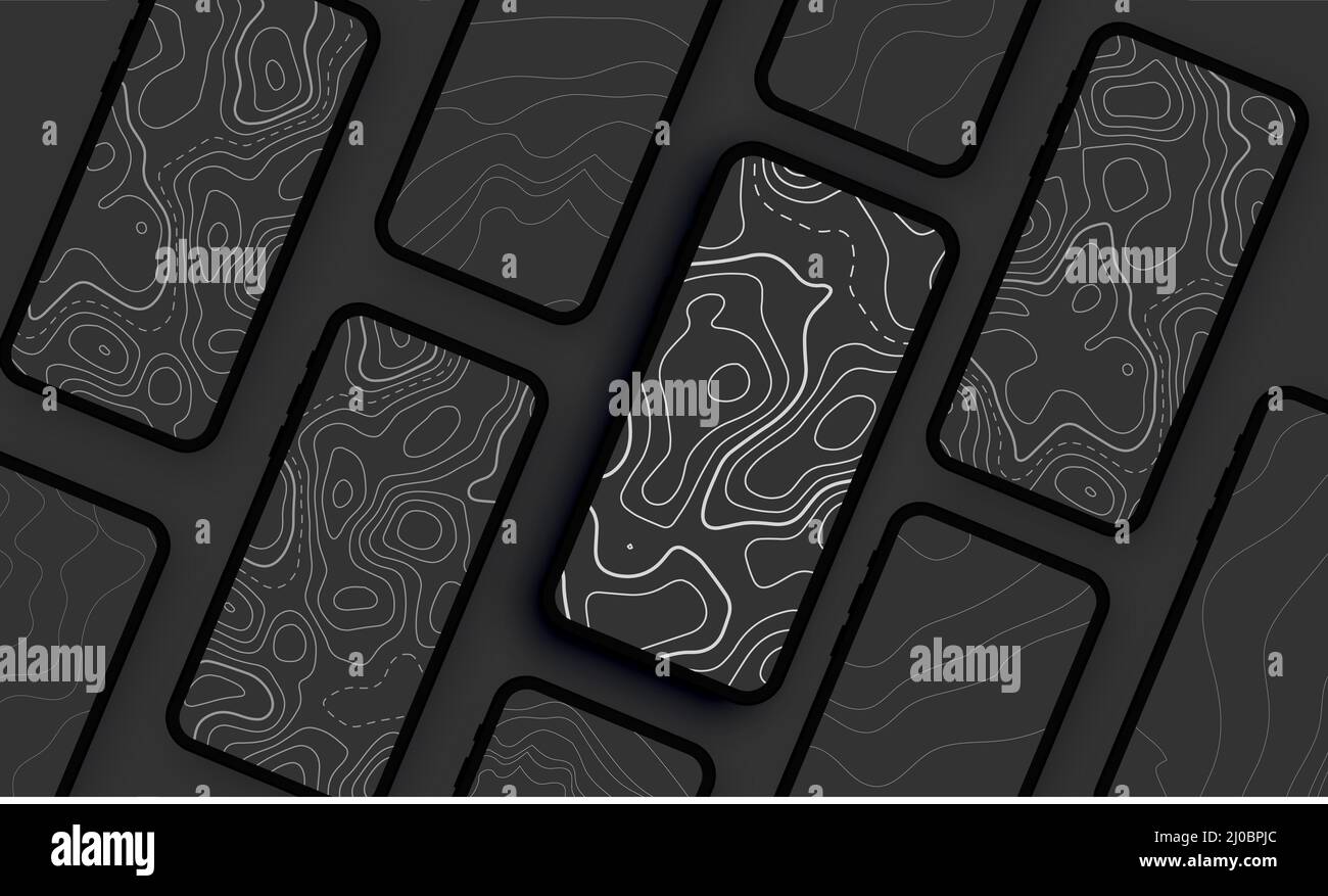 Smartphone Navigation Screen Topography App Mockup Template Stock ...