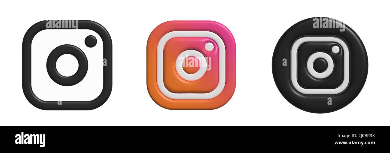 Instagram logo. Instagram 3d logo. Instagram set Stock Vector Image ...