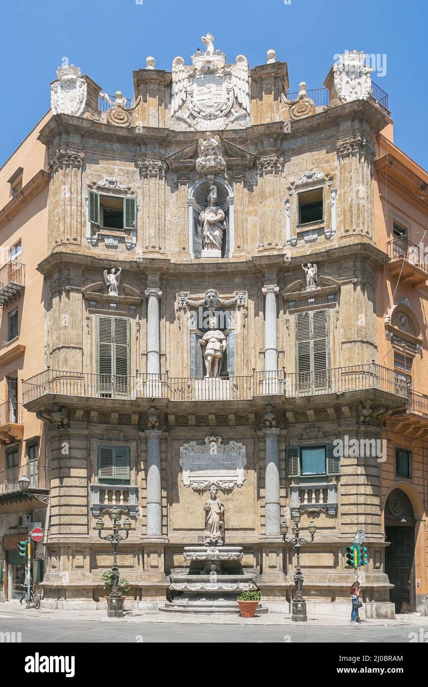 One part of the four corner houses on the Central square of Quattro ...