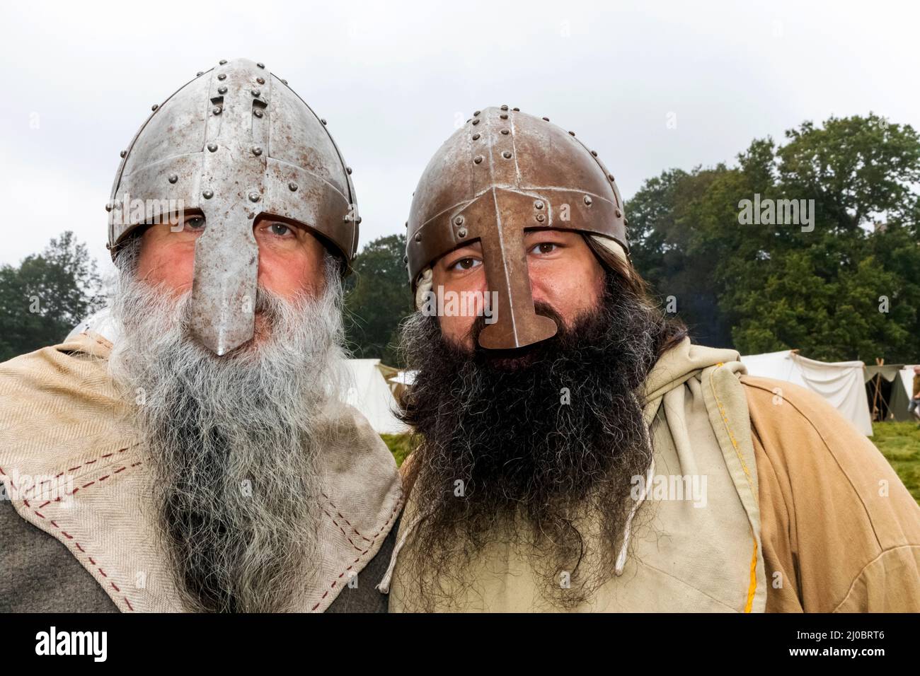 Two participants dressed in medieval saxon armour hi-res stock ...